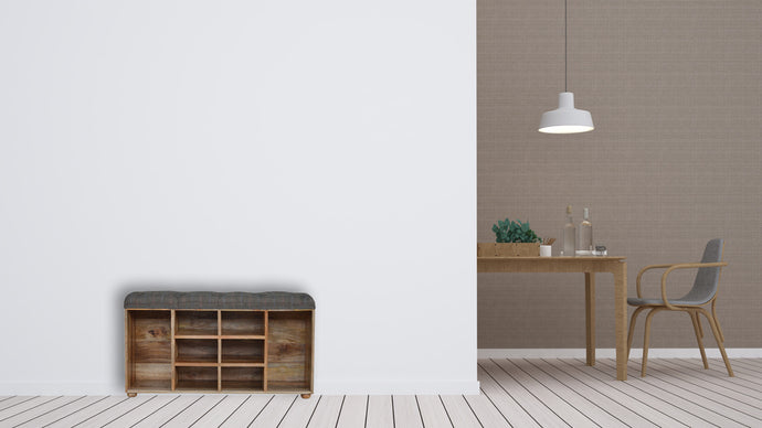 Multi Tweed Open Storage Bench Handmade from Solid Mango Wood with Cop ...