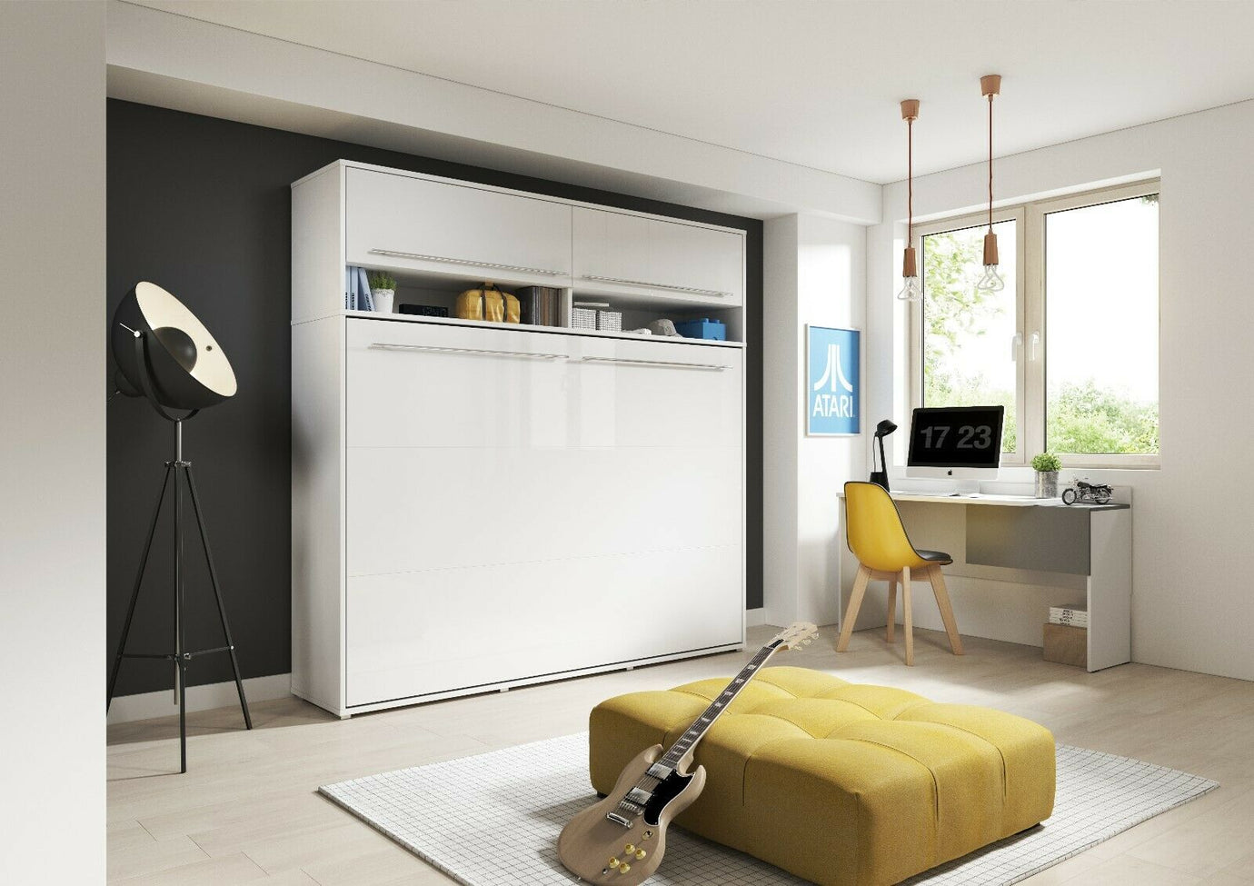 CP-04 Horizontal Wall Bed Concept Murphy Bed 140cm with Over Bed Unit ...